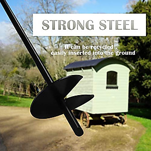 MIXXIDEA 15 inch 4 Pack Ground Anchor Stakes, Dual-Purpose Heavy Duty Metal Earth Augers for Tents, Canopies, Trampoline Sheds, Car Ports, Swing Sets, Small Buildings (Black-4 Pack)