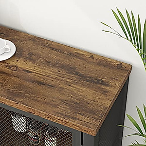 Launica Industrial Coffee Bar Cabinet, Wine Bar Cabinet for Liquor and Glasses, Liquor Cabinet with wine Rack Storage, Wood Metal Sideboard Buffet Cabinet for Home Kitchen Dining, Rustic Brown 55 Inch