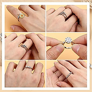 THUNARAZ 8 Pcs Silver Fidget Anxiety Rings for Women Adjustable Sunflower Butterfly Spinner Rings for Anxiety Rotatable Fidget Bead Ring for Stress Relieving with Box