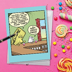 NobleWorks - Big Funny Birthday Greeting Card 8.5 x 11 Inch with Envelope (1 Pack) Large Jumbo Bday Welcome Mat J9283BDG