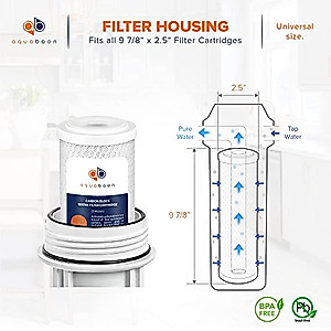 Aquaboon Coconut Shell Water Filter Cartridge | Activated Carbon Block CTO | Universal 5 Micron 10 inch Cartridge | Compatible with DWC30001, WFPFC8002, FXWTC, WHEF-WHWC, WHKF-WHWC 6-PACK