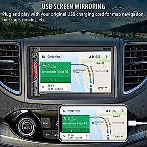 Double Din Car Stereo Receiver: 7 Inch HD Touchscreen Car Audio with Bluetooth – LCD Capacitive Monitor | Mirrorlink | Live Rearview Camera | USB/SD/AUX Input | AM/FM Car Radio | Subwoofer