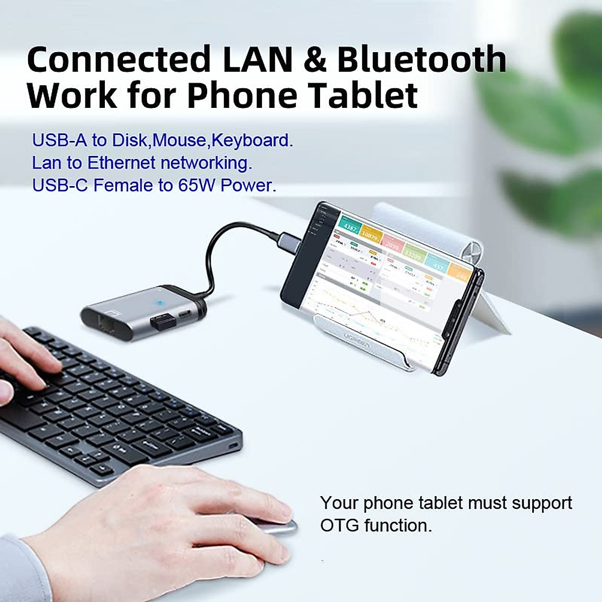 chenyang USB C HUB,USB C to RJ45/USB A/C Data/PD 65W Fast Charging 4 in 1 Multiport Adapter Support Network/Data/Charging Working at The Same time