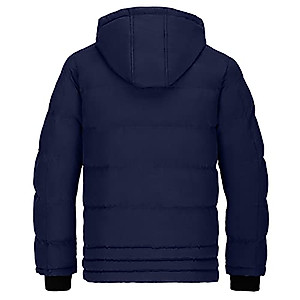 Wantdo Men's Heavy Winter Coat Windbreaker Quilted Jackets Outerwear Navy Medium