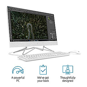 HP 24-inch All-in-One Desktop Computer, AMD Athlon Silver 3050U Processor, 8 GB RAM, 256 GB SSD, Windows 10 Home (24-dd0010, White) (Renewed)