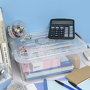 Minekkyes 2 Packs Plastic Storage Box, Clear Latching Storage Bin with Lids/Handles, 8 L