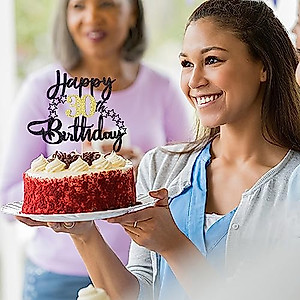 1 PCS Happy 30th Birthday Cake Topper,Happy 30 Birthday Cake Decoration for Happy 30th Birthday Cheers to 30 Party Decorations 30 Anniversary Birthday Cake Decorations Supplies（Star River series）