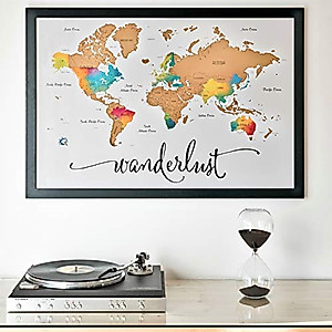 Scratch Off Map of The World | Deluxe Watercolor Wanderlust Edition | XL Size 36"x 24" | Easy to Frame | Beautiful Wall Art | Perfect Travel Gift | Includes Scratch Off Tools
