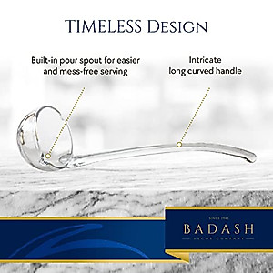 Badash Crystal Punch Serving Ladle - 12" Long Mouth-Blown Lead-Free Clear Punch Bowl Ladle