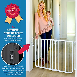 Cardinal Gates MG15 Auto-Lock Baby Gate - Adjustable Indoor Dog Gate - Aluminum Safety Gate for Kids & Pets - 26.5 to 40.5 Inches Wide - White