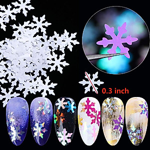 12 Colors Christmas Nail Art Glitters Snowflakes Nail Sequins 3D Nail Art Decals Holographic Laser Nail Flakes Stickers Acrylic Nails Design Glitter Xmas Nail Art Supplies Decorations