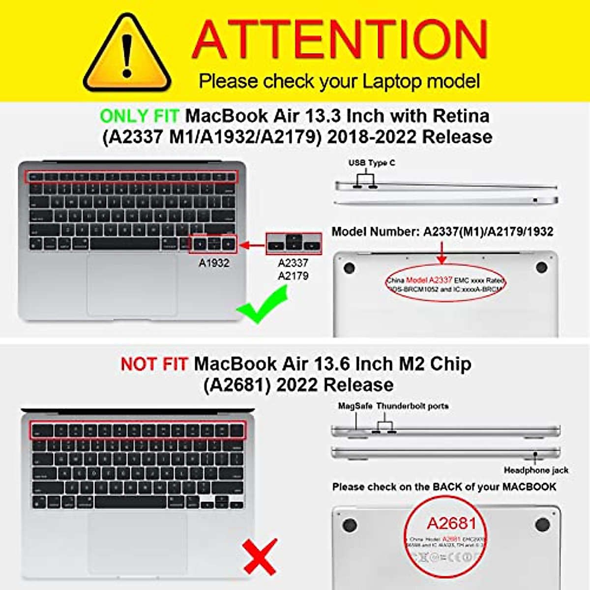Fintie Case for MacBook Air 13 Inch A2337 (M1) / A2179 / A1932 (2021 2020 2019 2018 Release) - Snap On Hard Shell Case Cover for New MacBook Air 13 Retina Display with Touch ID, Crystal Clear