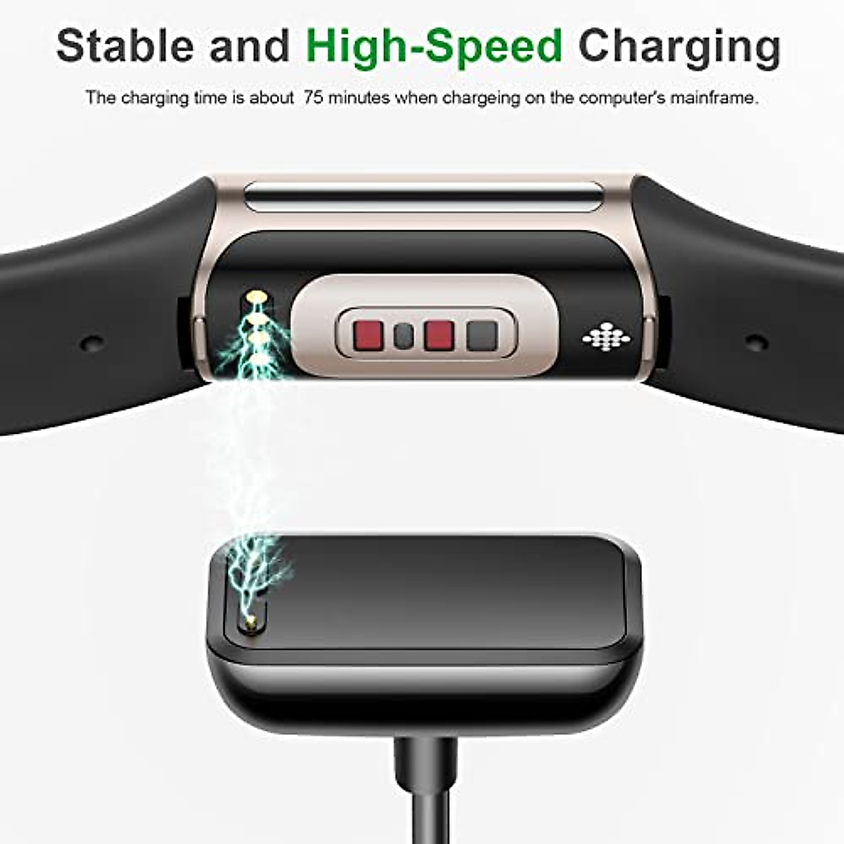 Amzpas Replacement Charger Cable for Fitbit Charge 5/ Fitbit Luxe Fitness Tracker with Reset Button, 3.3ft Soft Durable USB Charging Cable, Two Size for Choice (3.3ft /1.64ft)