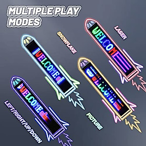 KJOY Programmable Huge Bright LED Signs, 27''x5'' Scrolling USB 5V LED Store Sign, Bluetooth App Control Custom Text Pattern Animation, Flexible LED Display for Car Store Party Bar Hotel