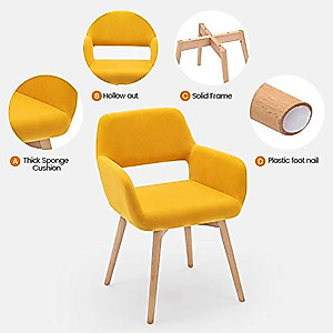 Five stars Furniture Living Room Chairs Set of 2,Small Accent Chair for Vanity,Upholstered Dining Chair for Small Space,Farmhouse Dining Chairs,Desk Chair for Bedroom Yellow