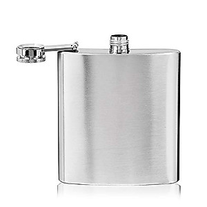 TRUE Stainless Steel Metal Men and Women Drinking Flasks for Vodka Whiskey Tequila Rum Cocktails, Travel, Backpacking, 6 oz, Set of 1, Silver
