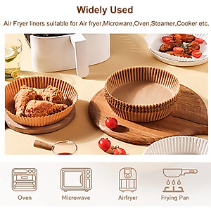 Air Fryer Disposable Paper Liner, 100PCS Non-sticky Air Fryer Paper, 6.3" Baking Paper liner, Oil-proof, Water-proof Natural Parchment Paper liner for Air Fryer Basket, Microwave Oven, Frying Pan