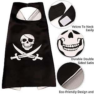 RioRand Cartoon Pirate Dress Up Satin Capes Cosplay Birthday Party Kids Costume (1-pack) (Black)