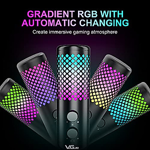 VeGue USB Gaming Microphone for PS5, All Metal PC Computer Condenser Mic with RGB Light, Mute Button, Pop Filter, Shock Mount, Gain Control for YouTube Recording Streaming Twitch Podcasts Videos