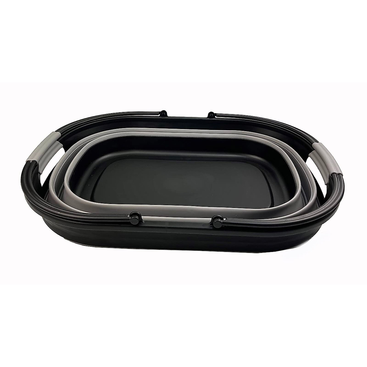 SAMMART 38L (10 Gallons) Collapsible Plastic Laundry Basket - Foldable Storage Container/Organizer - Portable Washing Tub - Space Saving Laundry Hamper (Black/Alloy Grey)