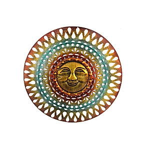 Woerte home 15.75-inch Metal Sun Art Wall Hanging Unique DIY INDOOR and Outdoor Home decoration