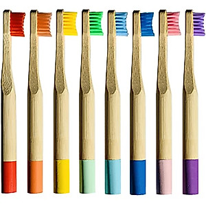 EcoFrenzy - Kids Bamboo Toothbrush - Child Size Soft BPA Free Color Safe Bristles (8 Pack)