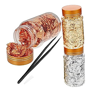 FRCOLOR 1 Set Gold Foil Paper Scraps Crystal Decor Accessories for Girls Facial Accessories Gilding Flakes Face Cosmetic Glitter Metallic Leaf Nail Imitation Gold Leaf Nail Art Supplies 3D