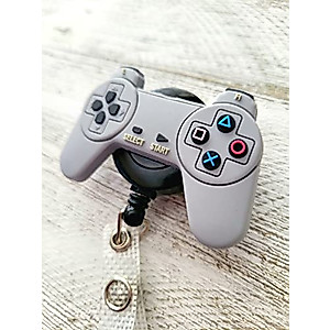 Video Game Nostalgia Controller Retractable ID Badge Reel - Alligator Clip