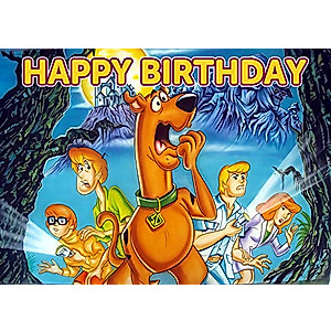 Cartoon Scooby Doo Photography Backdrops Mystery Machine Van Halloween Scooby Doo Zombie Island Photo Background 5x3ft for Kids Birthday Party Decoration Banner