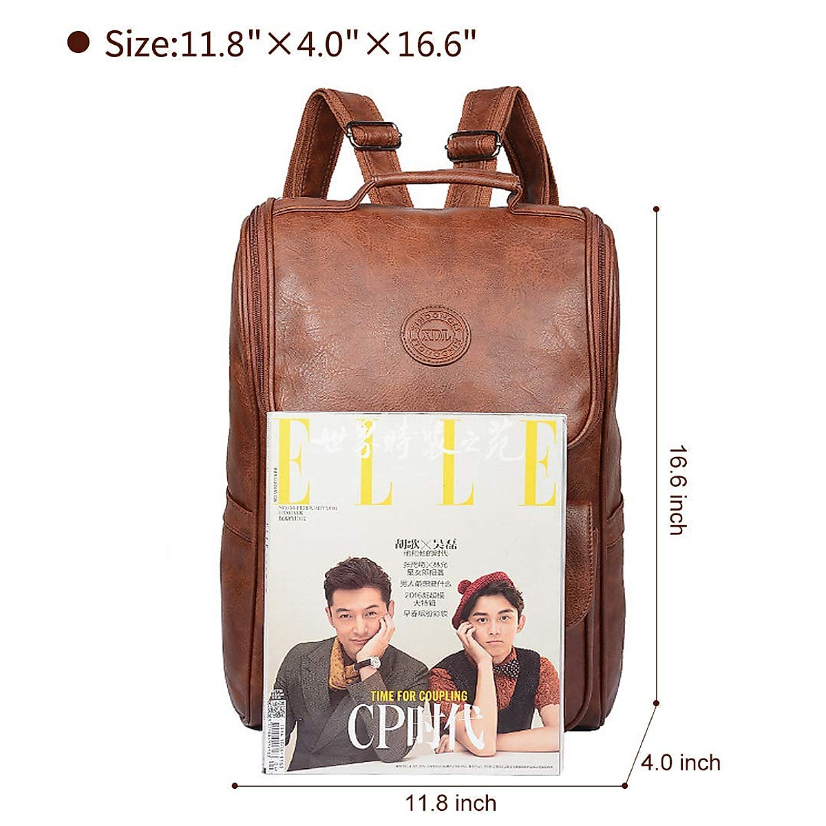 QWARVEL Vegan Faux Leather Laptop Backpack for Men Women, College School Fashion School Bag, Travel Waterproof Backpack, Brown