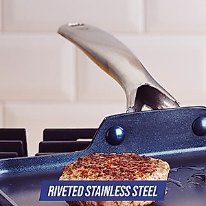 Blue Diamond Cookware Diamond Infused Ceramic Nonstick, 11" Griddle Pan, PFAS-Free, Dishwasher Safe, Oven Safe, Blue