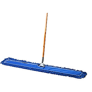 48 Inch Blue Dust Mop with Wood Handle and 48 Inch Dust Mop Refill Bundle - 1 Mop Sets and 4 Refills