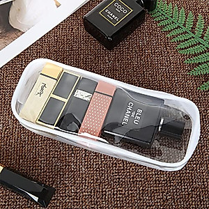 16 Pieces Clear Pencil Pouch, White Pencil Case with Zipper, Big Capacity Makeup Bag Toiletry Carry Pouch, Portable Pencil Bags for School Office Stationery and Travel Storage