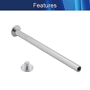 Juvielich 10 Sets Screw Post Fit for 3/16"(5mm) Hole Dia, Female M5x75mm Belt Buckle Binding Bolts Leather Fastener for Scrapbook Photo Albums Binding