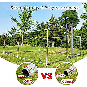 HITTITE 1.26" Tube Chicken Coop Run Large Metal Chicken Coop, Outdoor Walk in Chicken Coop Cage, Heavy Duty Spire Shaped Duck Chicken Hen House Outdoor Chicken Pen with Waterproof & Anti-UV Cover