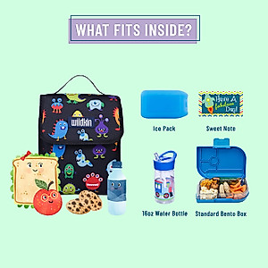 Wildkin 12 Inch Backpack Bundle with Insulated Lunch Bag (Monsters)