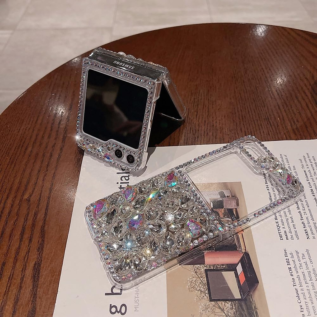 Case for Samsung Galaxy Z Flip 5,Samsung Z Flip 5 Stylish Pretty Bling Beauty TPU Case Slim Hybrid Shockproof Bumper Raised Edge Cover for Samsung Galaxy Z Flip 5 for Girls Women Silver