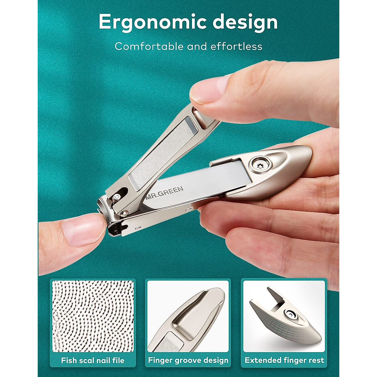 Nail Clippers for Thick Nails, Professional Nail Cutter with Catcher, Medical Grade Stainless Steel, Sharp and Durable Nail Clipper Kit for Men and Women, Bionics Design(Small and Big)