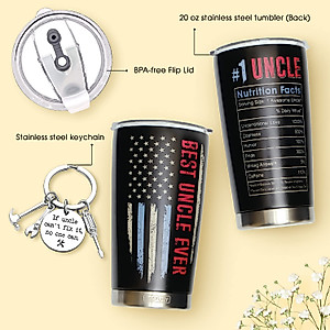 365fury Uncle Gifts - Best Uncle Ever Gifts - Fathers Day Giftss For Uncle From Niece, Nephew - Uncle Birthday Gifts - Gifts For New Uncle, Funcle - 20Oz Tumbler & Keychain Gift Set