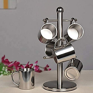 ZSQAI Stainless Steel Tree Cup Holder Tree Teacup Storage Rack Home Kitchen Cup Hanging Display Beverage Rack