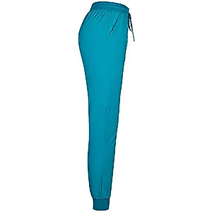 Minty Mint Women's Lightweight Durable Solid 4-way Stretch Medical Uniform Scrub Set V Neck Top Cargo Tapered Jogger Pants Nurse Veterinarian LvE3A Grey L