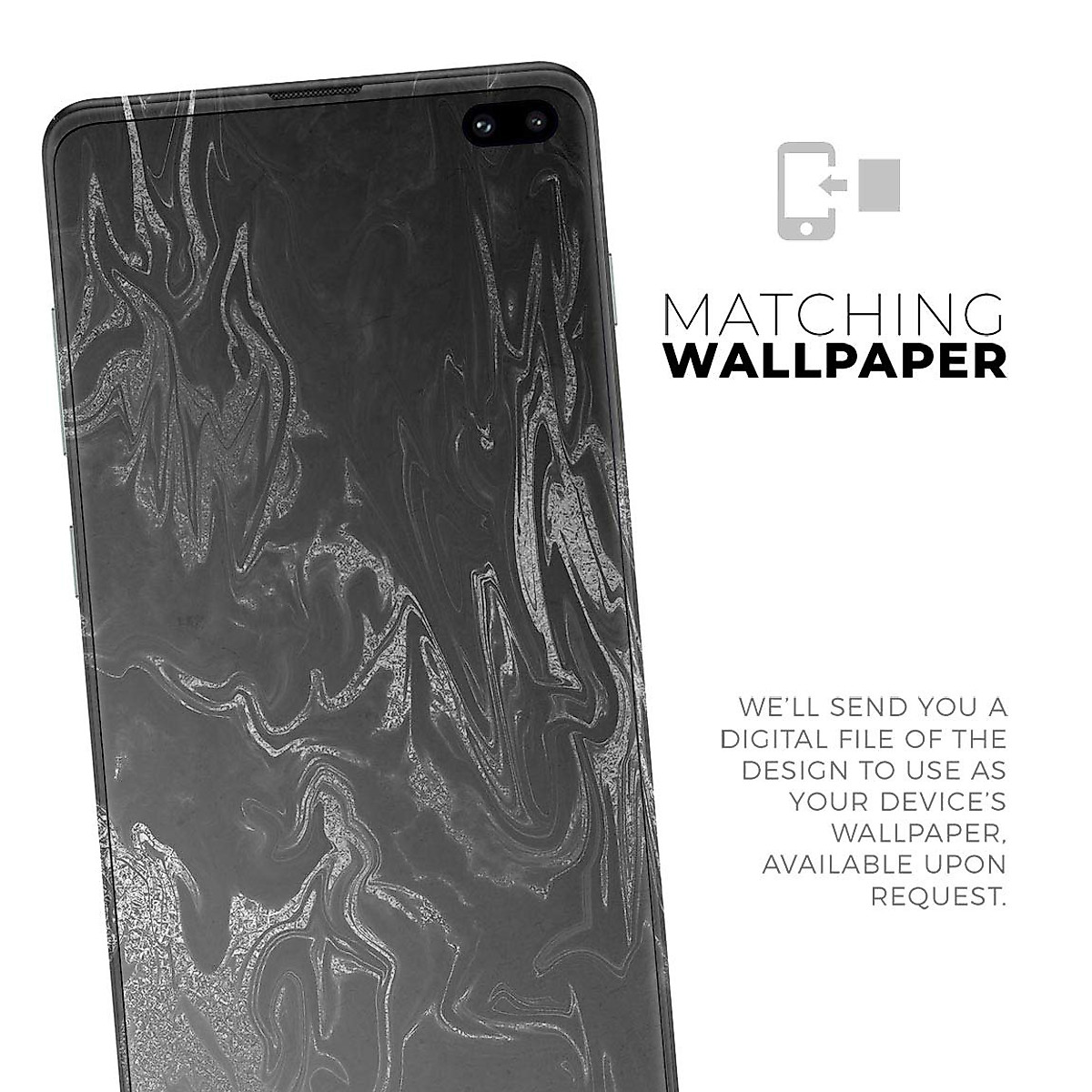 DesignSkinz Black & Silver Marble Swirl V1 Protective Vinyl Decal Wrap Skin Cover Compatible with The Samsung Galaxy S20 (Screen Trim & Back Glass Skin)