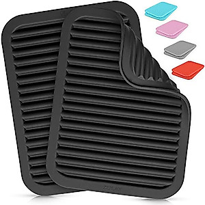 Zulay 2 Pack (9"x12") Silicone Trivets for Hot Pots and Pans - Multi-Purpose & Versatile Trivet Mat - Heat Resistant Silicone Trivet - Durable & Flexible Hot Pads for Kitchen Counter - Black