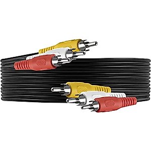 GE Composite Audio/ Video Cable, 6 ft. RCA Style Plugs 3-Male to 3-Male, Low Loss, for TV, VCR, DVD, Satellite, and Home Theater Receivers, 23216