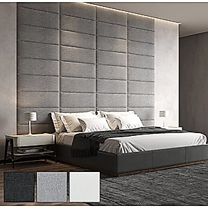 Art3d Padded Bed Headboard for Queen/Twin/King/Full-Removable-Sized 31.5x11.8inches Pack of 8pcs-Gray, Upholstered Wall Panels for Interior Wall Decor
