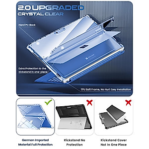 INFILAND Microsoft Surface Pro 11 AI/10/9 5G Case 13 Inch 2022, Full Crystal Clear [Anti-Yellowing] All-in-one Protection Shell Cover, Work with Type Cover Keyboard & Surface Slim Pen 2, Bayer Clear