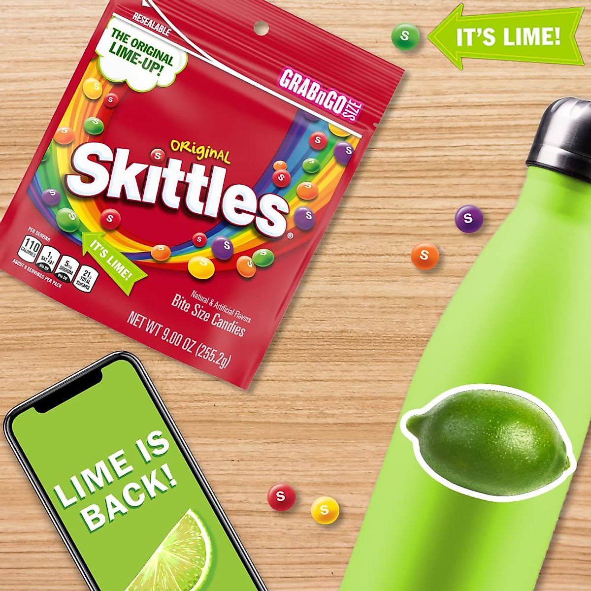 SKITTLES Original Summer Chewy Candy, Grab N Go, 9 Oz Resealable Candy Bag