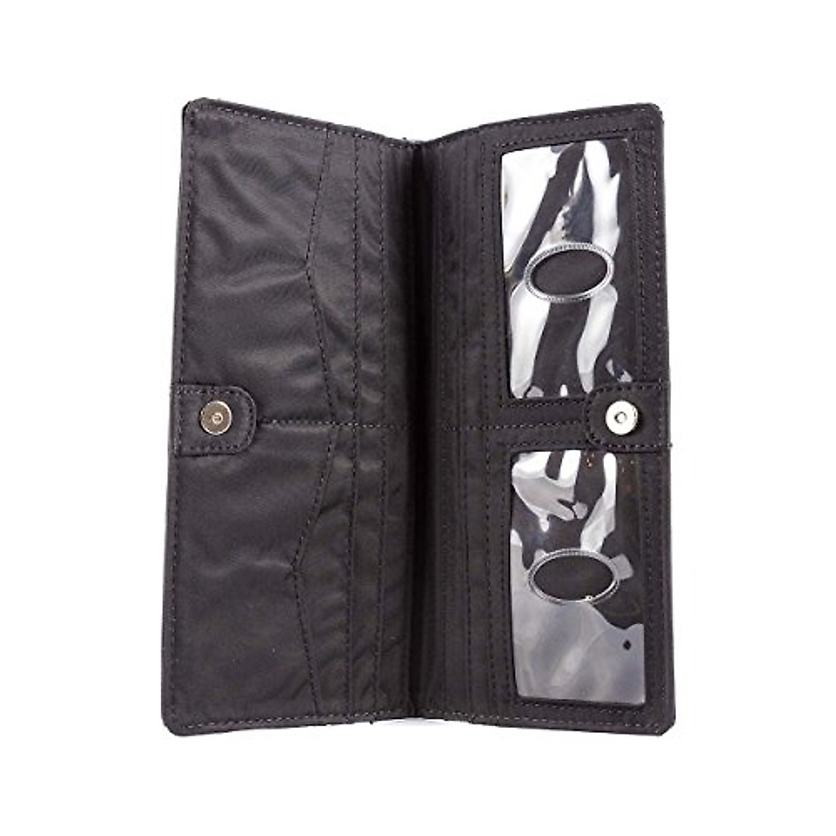 Big Skinny Women's Executive Leather Bi-Fold Checkbook Slim Wallet, Holds Up to 40 Cards, Black