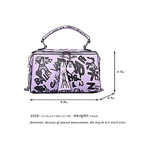 Crossbody Bags for Women Graffiti Faux Leather top-handle Satchel Handbags Shoulder Purse Bag (Purple)