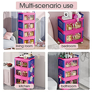 XCBYT Storage Bins with Lids - 3 Tier 36 Gal Collapsible Stackable Storage Bins Plastic Foldable Box Storage with Wheels Closet Organizers and Storage for Bedroom Studyroom Office